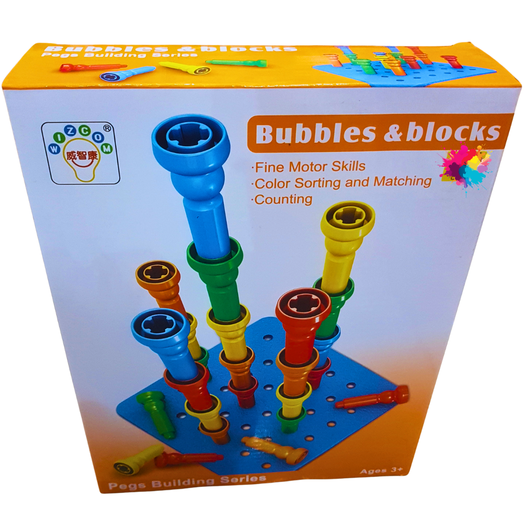 Bubbles & Blocks Peg Building Series - Educational Sorting and Stackin ...